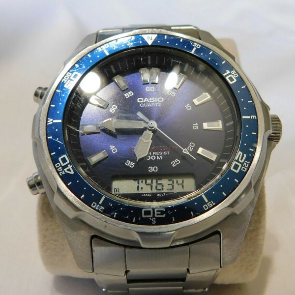 CASIO AMW-320R ANA-DIGI DIVER WATCH BLUE DIAL AND BEZEL MOD.2701 ...