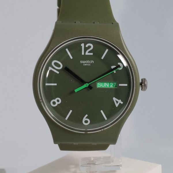 NEW LIMITED EDITION SWISS SWATCH BACKUP GREEN Olive Green WATCH SUOG706 ...