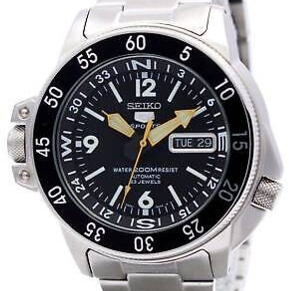 Seiko 5 Automatic Map Meter Stainless Steel Black Dial SKZ211K1 200M ...