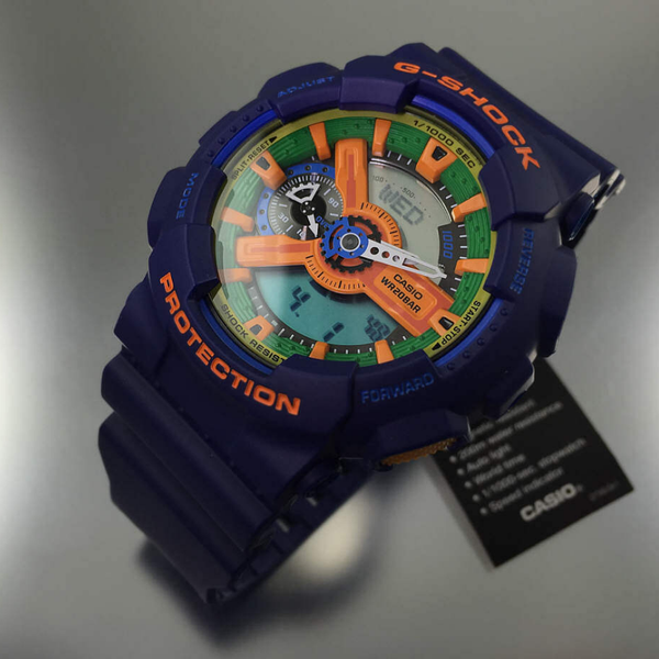 New Casio G-Shock Men's GA110FC-2A Blue Resin Quartz Watch with Green ...