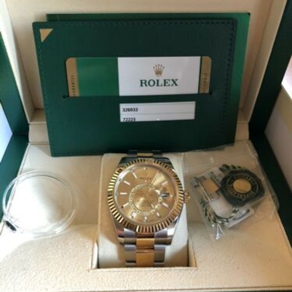 Rolex Sky-Dweller Champagne Dial 326933 bk Steel & 18K Yellow Gold Men ...