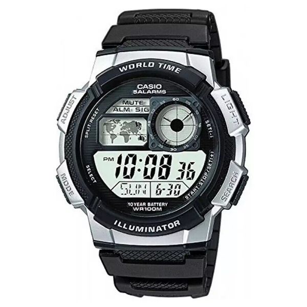 Casio Men's World Time LCD Black Resin Strap Watch Used | WatchCharts ...