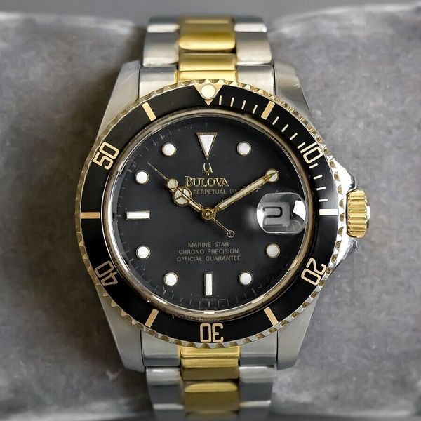 RARE BULOVA Marine Star Royal Black ETA Swiss 2836 Swiss Made Vintage ...