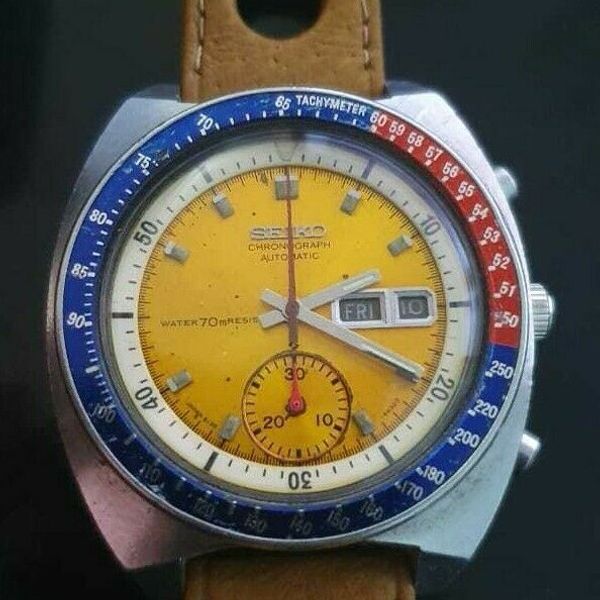 VINTAGE SEIKO 6139-6001 POGUE CHRONO PEPSI DIAL AUTOMATIC PILOTS MAN'S ...