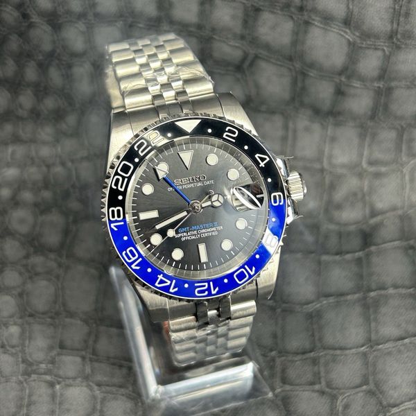 Seiko mod Batman batgirl jubilee GMT Open Back Watch stainless steel UK ...