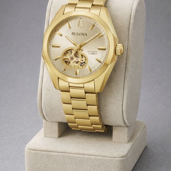 Bulova Surveyor 97A182 Gold Tone Stainless Steel Men's Automatic Watch ...
