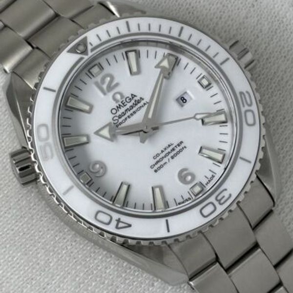 OMEGA Seamaster Planet Ocean White Ceramic Dial Ladies Watch Box ...