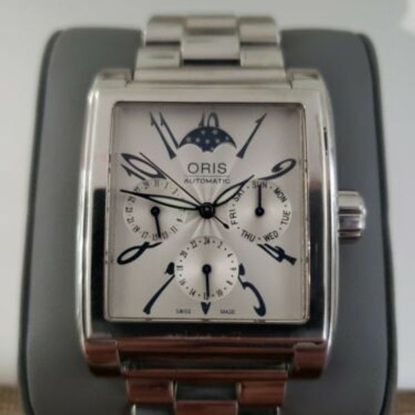 Oris Rectangular Moon Phase Full Calendar Stainless Steel Automatic ...