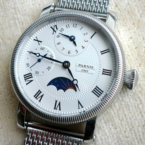 Parnis Wristwatch 42 mm GMT Asia Unitas Manual Winding Moon Phase ...