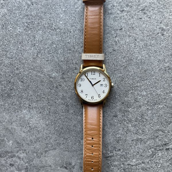 Timex TW2R62700 Mens Easy Reader Brown/Gold-Tone Leather Strap Watch ...