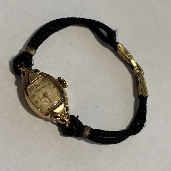 VINTAGE LONGINES 14K GOLD LADIES WATCH BLACK CORD BAND | WatchCharts ...