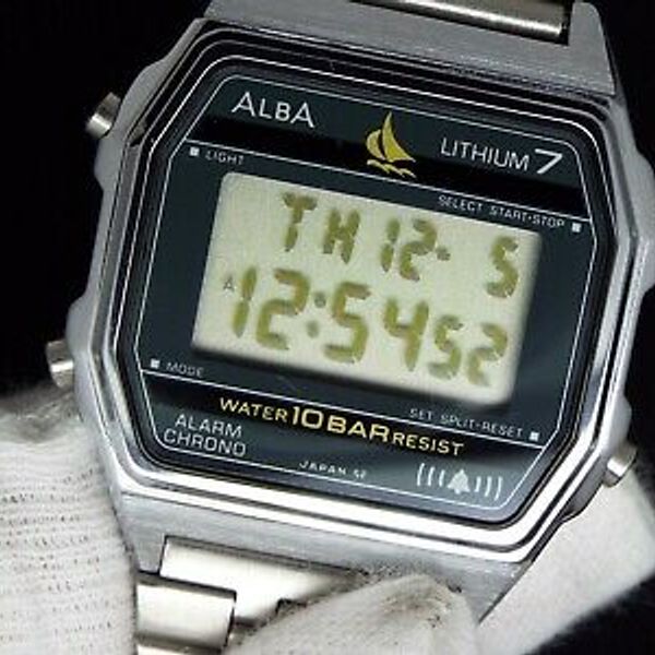 SEIKO ALBA VINTAGE DIGITAL WATCH LITHIUM 7 W309-4210 ALARM CHRONO LIGHT ...