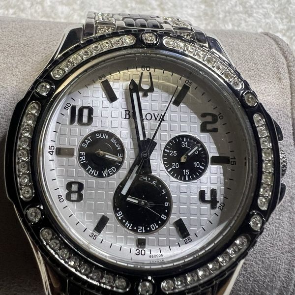 Bulova Men's Quartz Crystal Day-Date Watch, model 98C005 New Battery ...