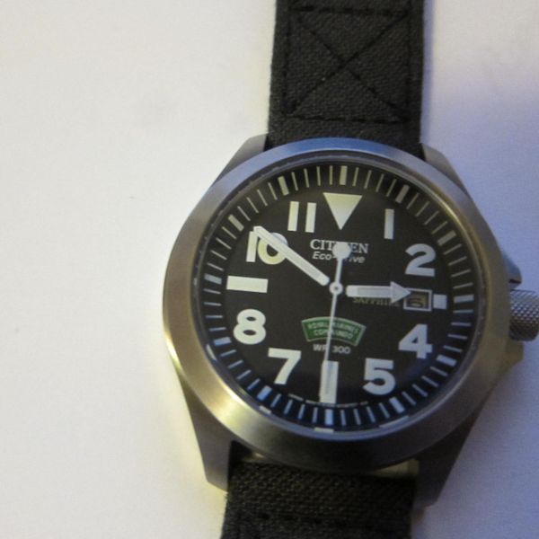 Citizen Royal Marines Commando "Tough" Titanium Watch on Canvas Strap F ...