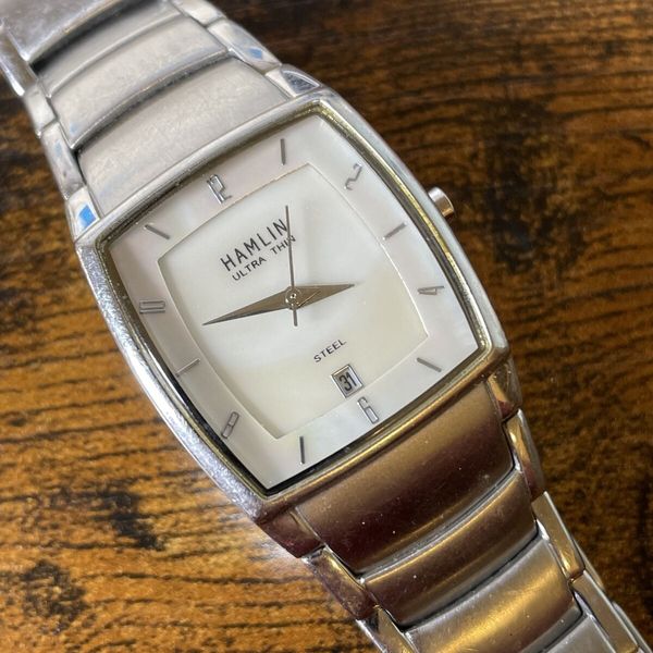 Hamlin Ultra Thin Women’s Stainless Steel Quartz Watch MOP Dial Date ...