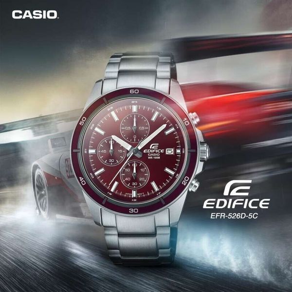 Casio Edifice EFR-526D-5C Chronograph Maroon Analog Sporty Design Men's ...