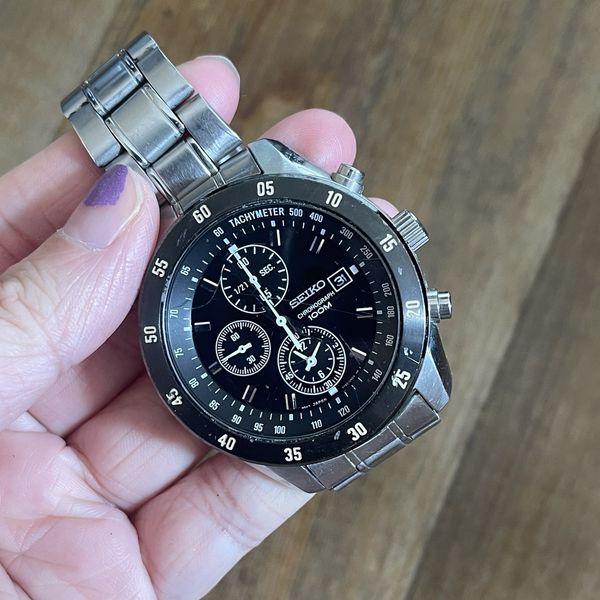 Seiko Chronograph Wr100m Mens Quartz Watch With Date 7T92-0LV0 ...