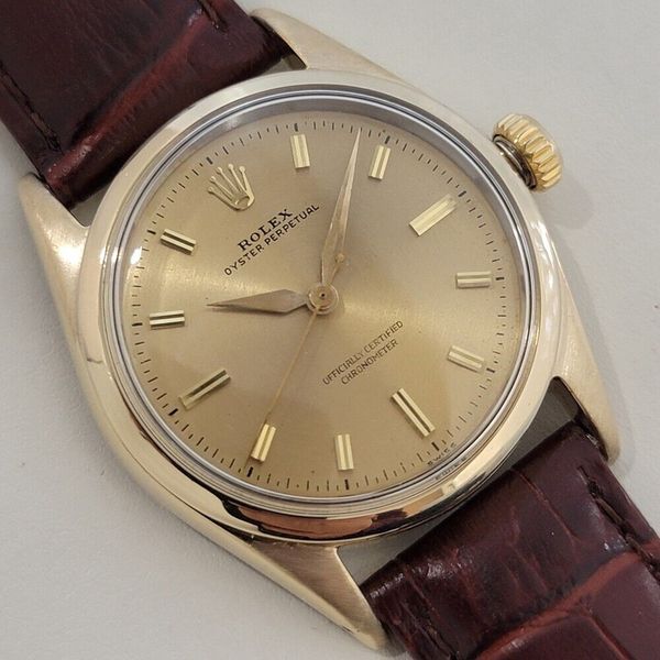 Mens Rolex Oyster Perpetual 6634 34mm Gold Capped Automatic 1950s Vintage RA434 | WatchCharts ...