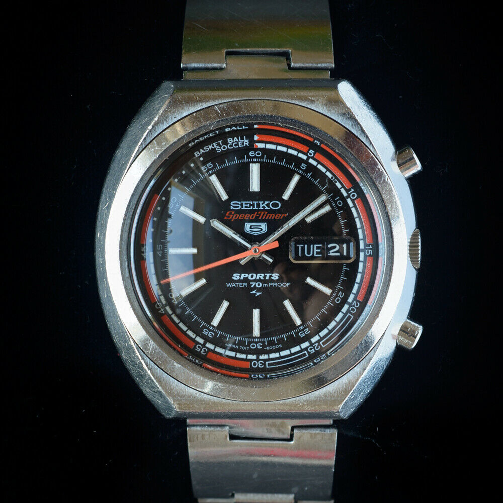 Vintage (Feb 1970) SEIKO 5 Sports Speed-timer, 7017-6000, basketball ...