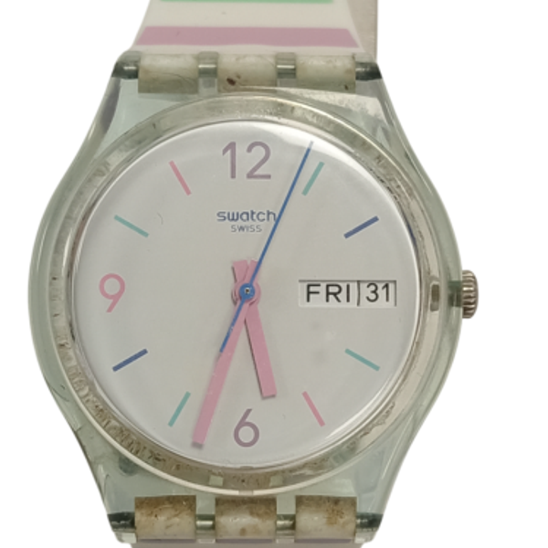 Swatch Swiss Watch Pastel Stripes Day Date Quartz Fashion Accessories ...
