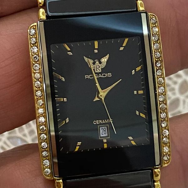 Old stock Rogadis Black Ceramic gold tone Rado Ä°ntegral style wrist ...