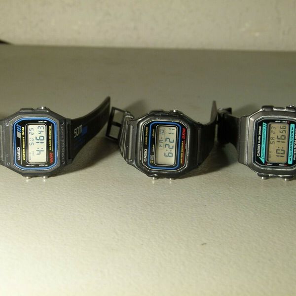 3X VINTAGE CASIO DIGITAL WATCHES W 86 W 70B W 59 ALL ORIGINAL RUNNING ...