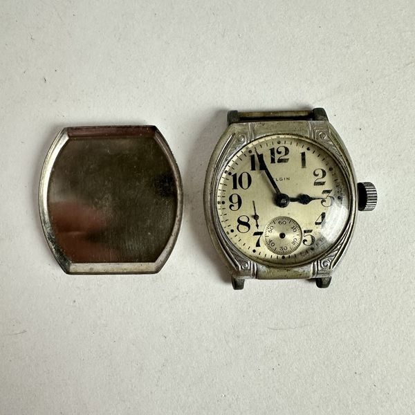 Vintage Elgin Stainless Silver Watch Blue Hands | WatchCharts Marketplace