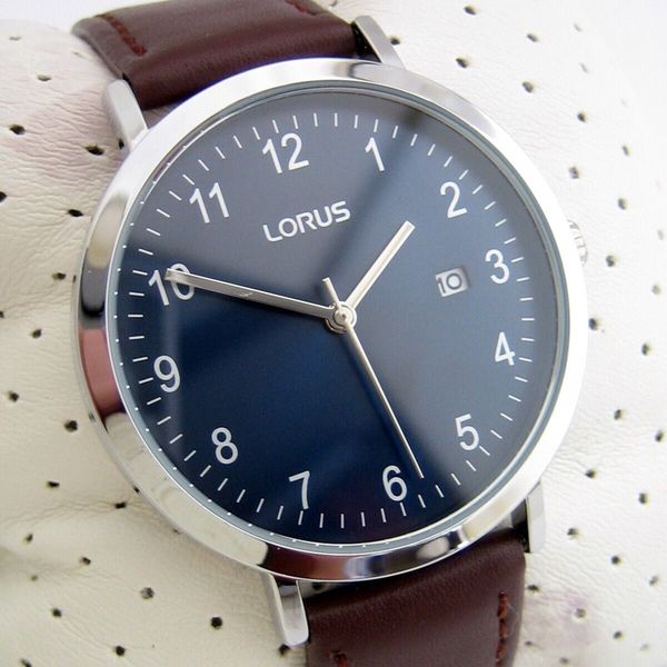 LORUS WATCH BY SEIKO MENS PC32 X144 STAINLESS STEEL LEATHER BLUE DIAL ...