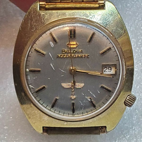 Vintage Boeing Bulova Accuquartz Watch Wristwatch 10kt Rolled Gold ...