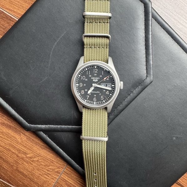 Seiko 5 Sports SRPG37 Men's Automatic Black Field Army Watch 5KX 4R36 ...