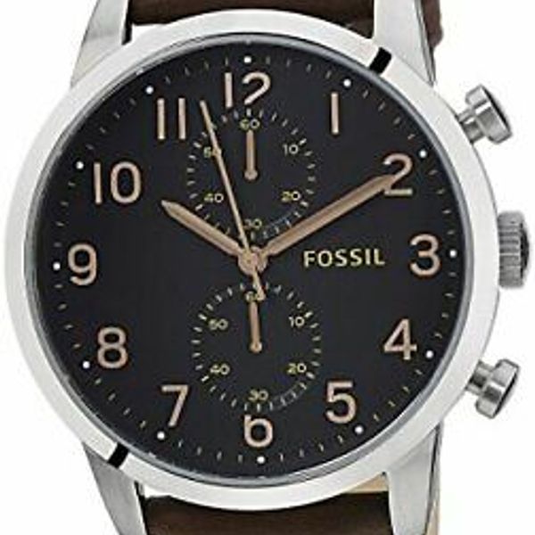 Fossil Townsman Black Dial SS Brown Leather Chrono Quartz Mens Watch ...