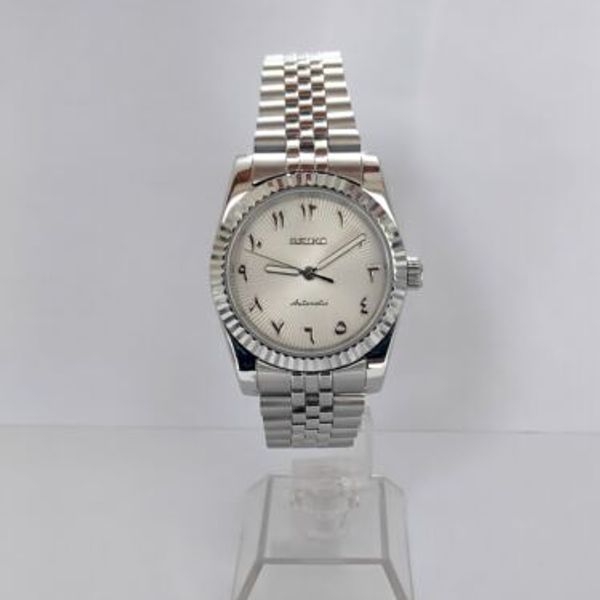 SEIKO NH35 PEARL WHITE ARABIC DIAL JUBILEE 36MM | WatchCharts Marketplace