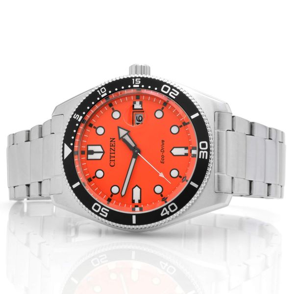 Citizen Men's Watch Eco-Drive Orange Dial Stainless Steel Bracelet ...
