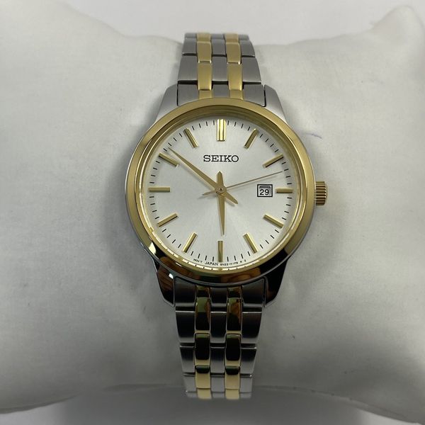 Seiko Essentials Quartz White Dial Two Tone Stainless Steel Ladies ...