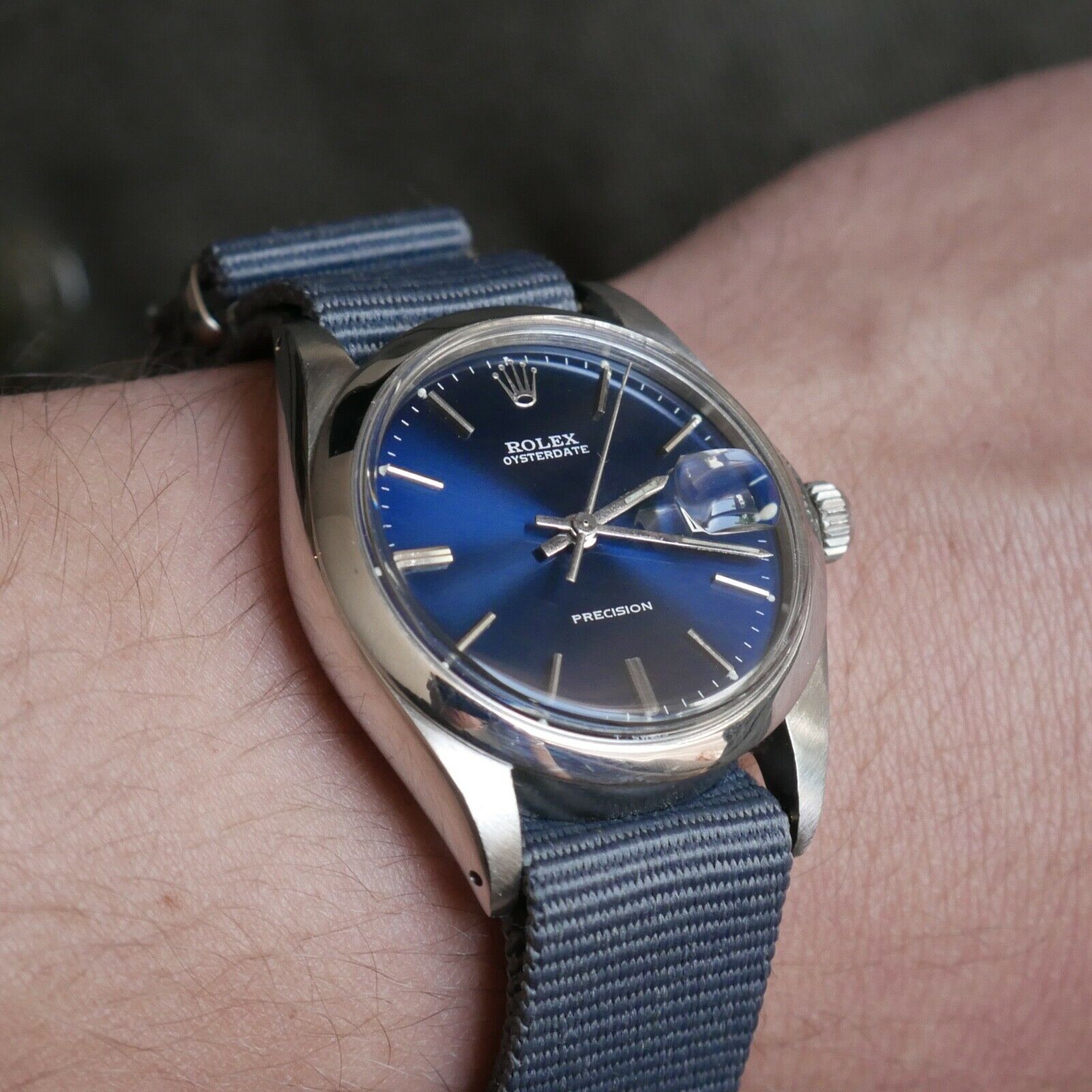 ROLEX Oysterdate precision 6694 blue dial. 1225 calibre, excellent ...