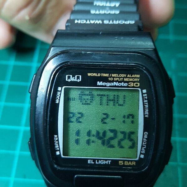Rare Vintage 90s Citizen Q&Q MegaNote 30 Watch LCD with animation many ...