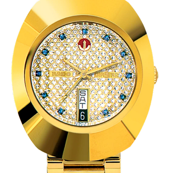 Vintage Rado Diastar Automatic 36 MM Day-Date Gold Blue Stone Men's ...