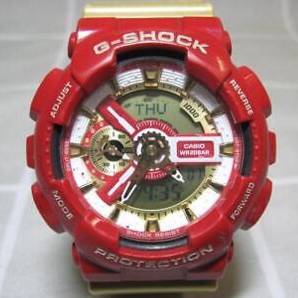 CASIO G-SHOCK Crazy Color GA-110CS Iron Man Style Quartz Red Gold body ...