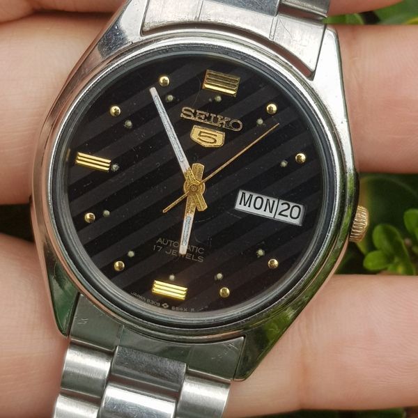 Seiko 5 Automatic 17 Jewels Vintage Black Dial From Japan Day Date | WatchCharts Marketplace