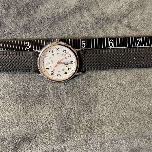 TIMEX Weekender Indiglo Analog Watch 37mm Silver Black Silicone Band ...