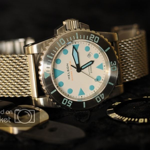 Helson Shark Diver 45mm ? ETA White and Turquoise | WatchCharts Marketplace