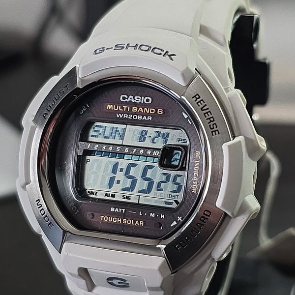 White Casio G Shock Solar Multiband 6 Watch Model GW-M850 White Shock ...