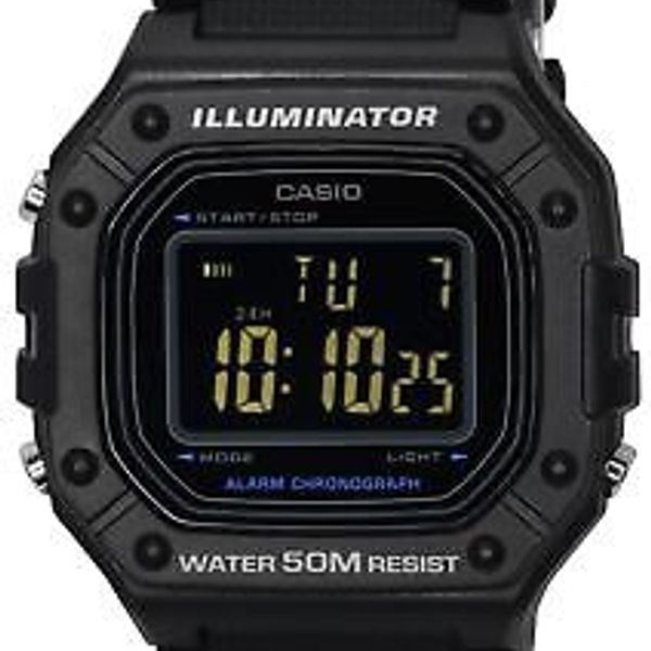Casio Illuminator Alarm Backlight Calendar Black Quartz W-218H-1B 50M Mens Watch | WatchCharts ...