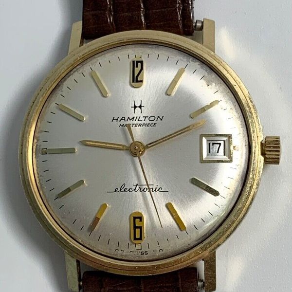 Rare Vintage Mens Hamilton Masterpiece Electronic 14K Gold Watch 1978 ...