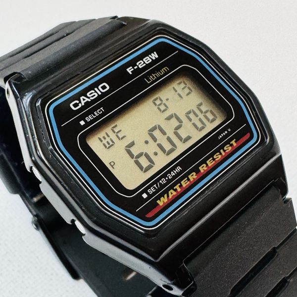 Vintage Casio F-28 Lithium Men's Black Digital Watch 1156 F-28W 1988 ...