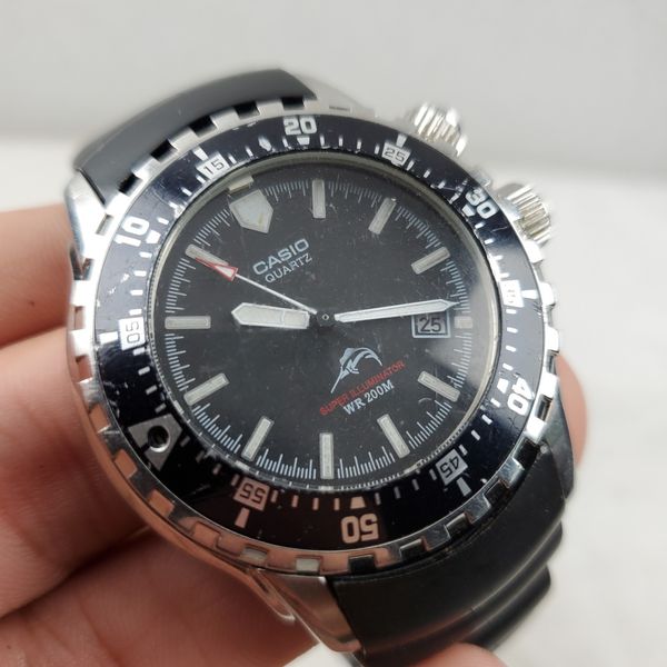 RARE CASIO DURO SUPER ILLUMINATOR MDV-102 BLACK DIVER MEN'S WATCH FOR ...