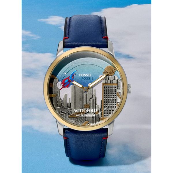 FOSSIL x Superman Limited Edition Watch Blue Leather DC Comics ...