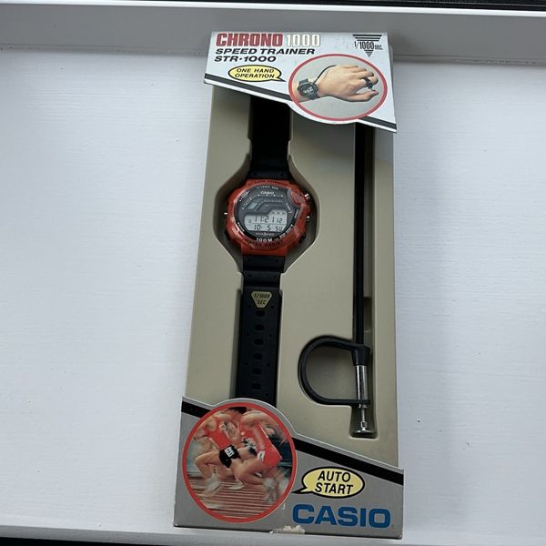 Rare Vintage Casio Str-1000 Red Cased Model Digital Watch With Remote ...