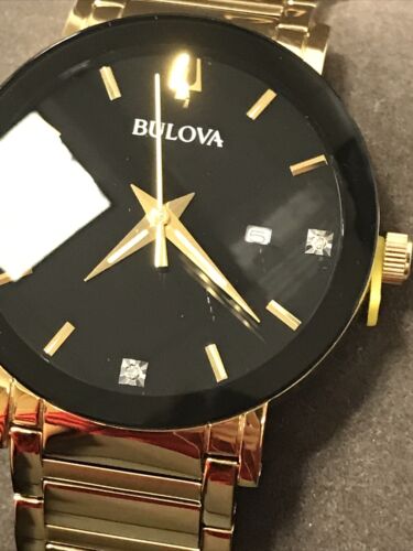 Bulova Men's Modern GOLD Tone Diamond Stainless Steel Watch - 97D116 ...