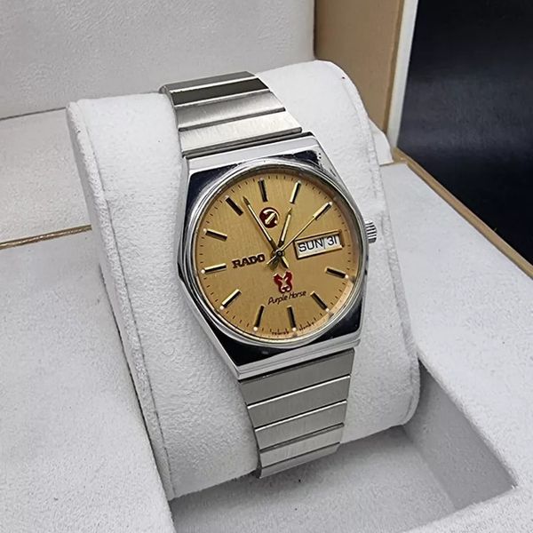 Vintage Rado Purple Horse Automatic Day/Date Watch Gold Dial ...
